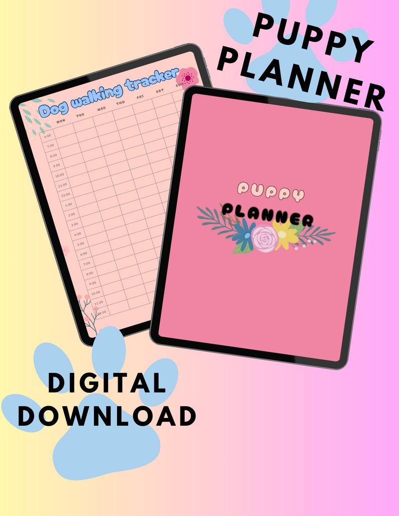 Puppy Pet Planner Printable, Canva Edit Digital Planner, Walking ...