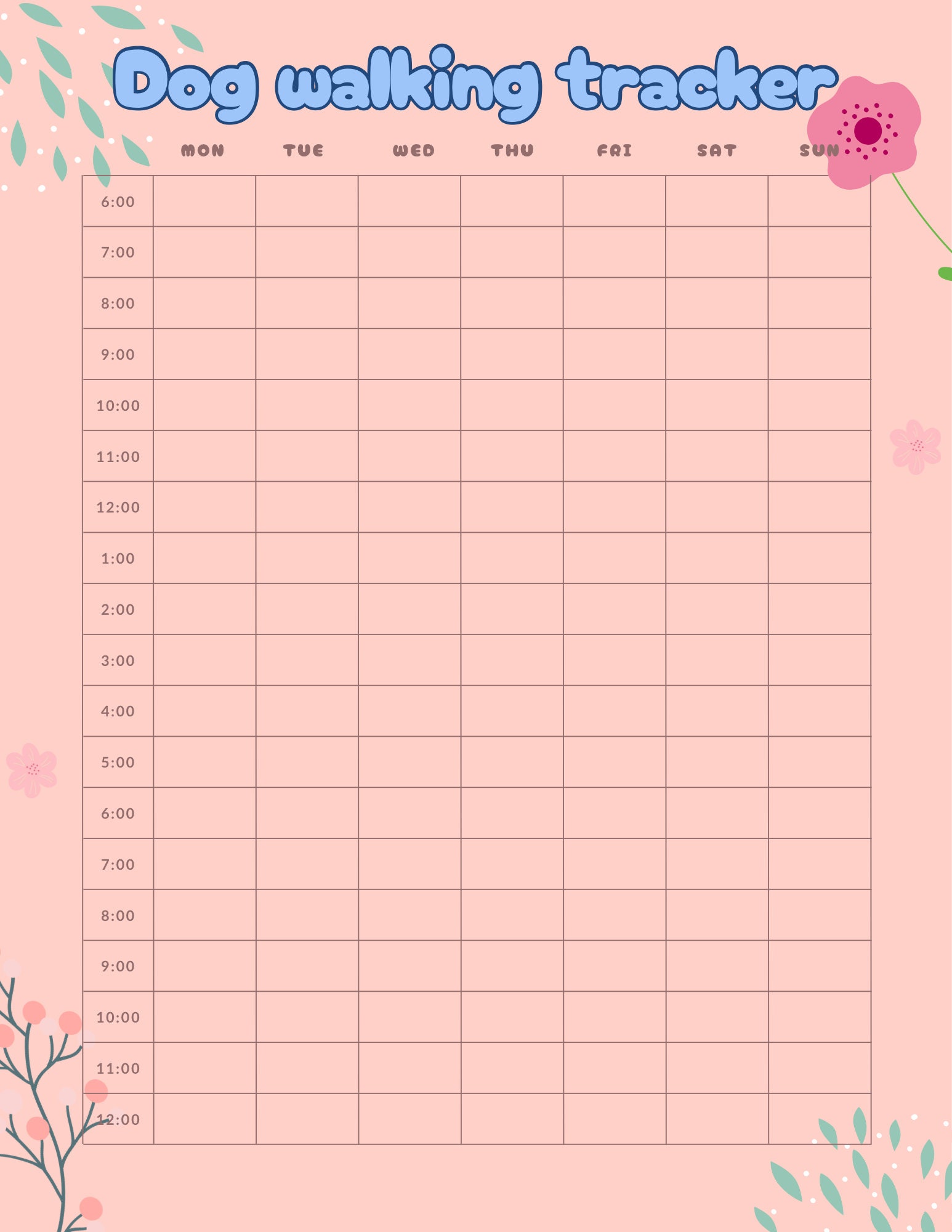 Puppy Pet Planner Printable, Canva Edit Digital Planner, Walking ...