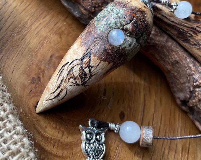 Handmade Oak Wood Pendulum, Moonstone Pendulum, Divinatory Pendulum ...