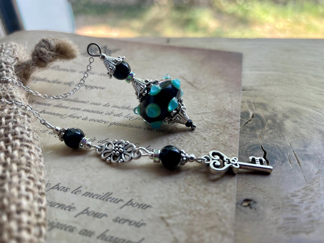 Artisanal Divinatory Pendulum With Lampwork Spun Glass Bead, Handmade ...