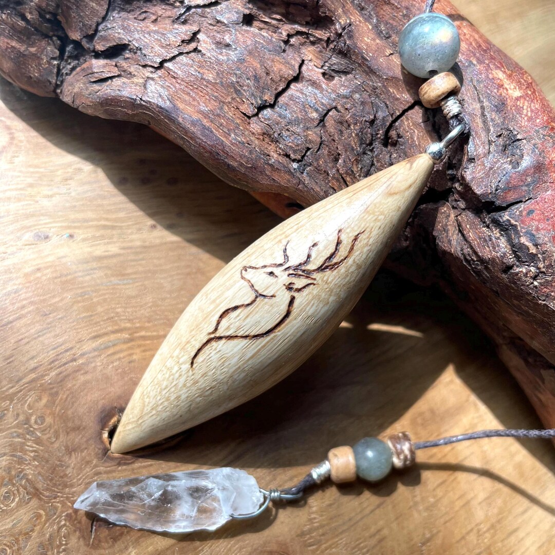 Handmade Oak Wood Pendulum With Knife, Woodspirit, Labradorite ...