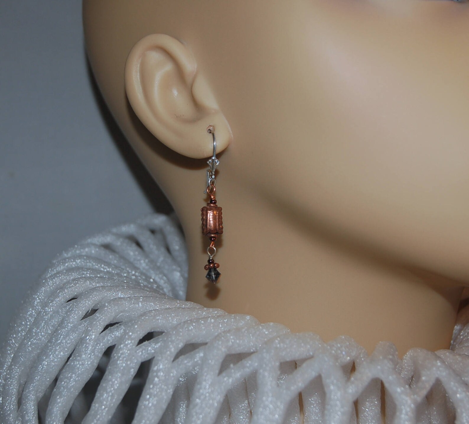 Solid Copper Beads, Swarovski Crystals and Sterling Silver Lever Back ...
