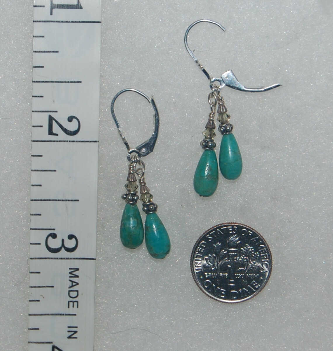 Stabilized Turquoise Gemstone Drops and Bali Sterling Silver - Etsy