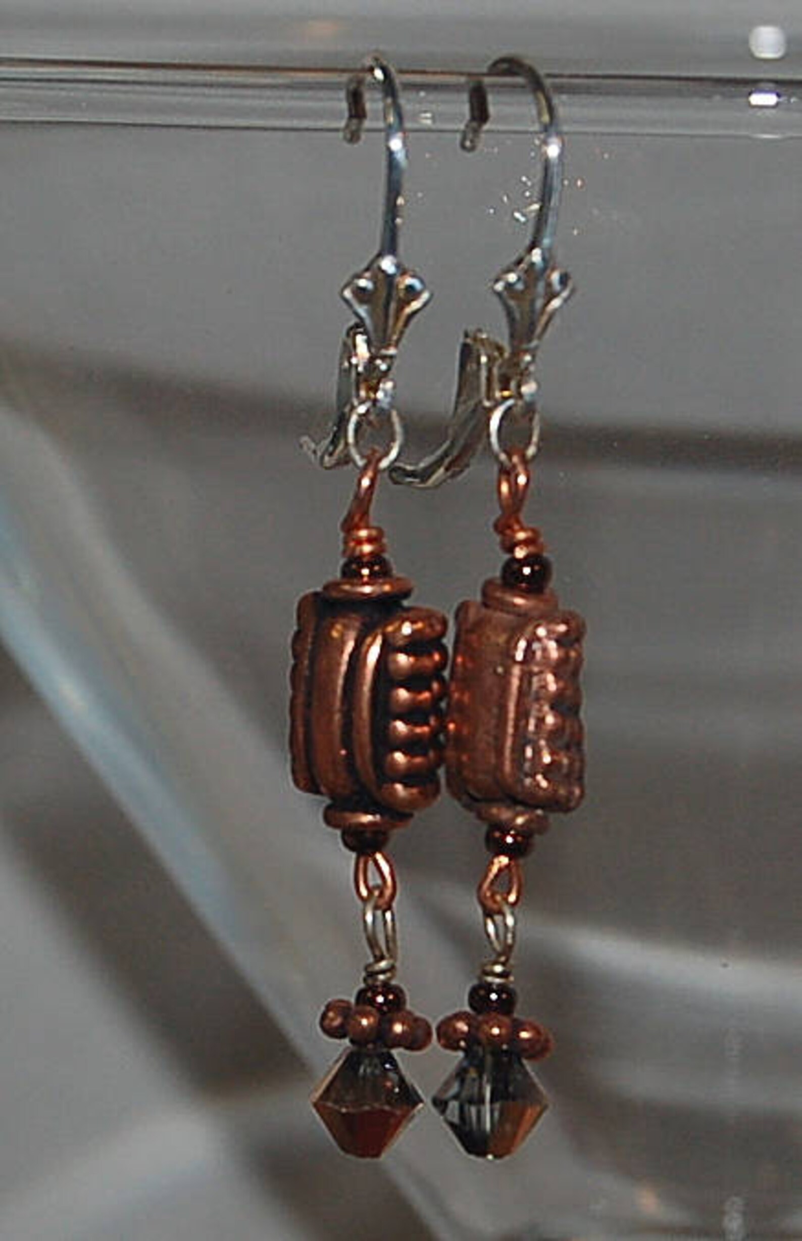 Solid Copper Beads, Swarovski Crystals and Sterling Silver Lever Back ...