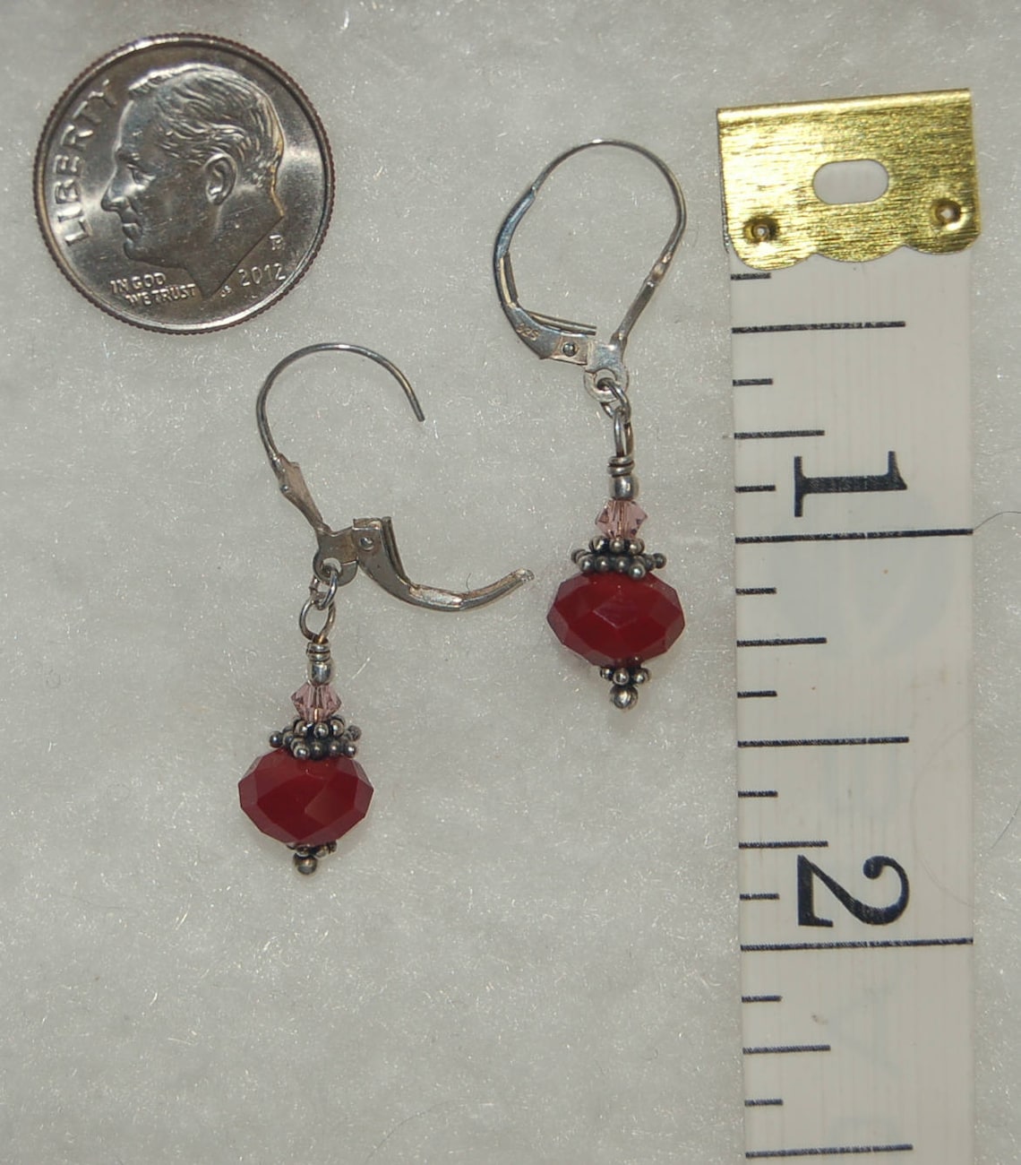 Dark Red Quartz Gemstone, Crystal and Bali Sterling Silver Beaded Lever ...