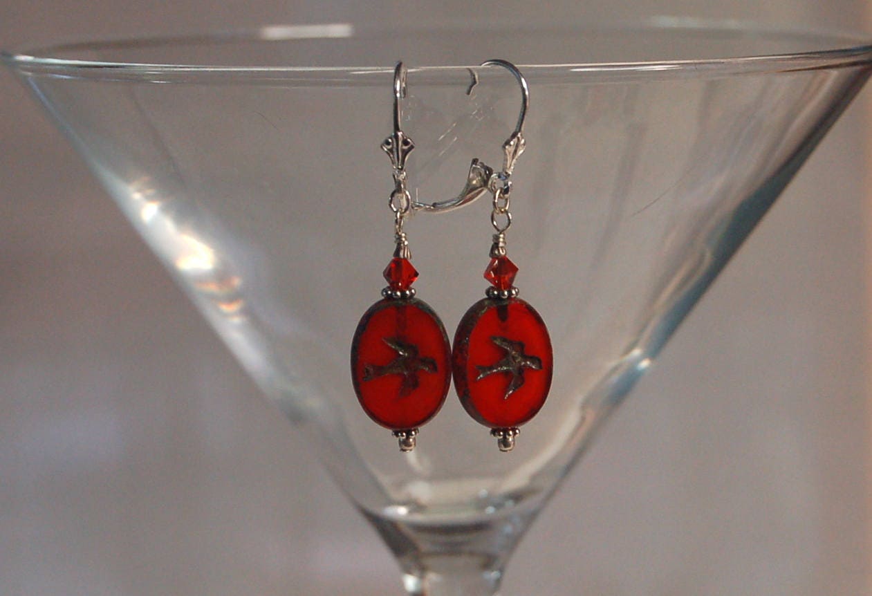 Red Glass Beaded Light Weight Lever Back Pierced Earrings - Etsy