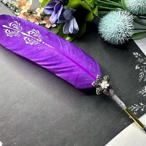 FAERIE FLOWER Artisan Crafted Feather Quill Pen - Violet Purple - Etsy