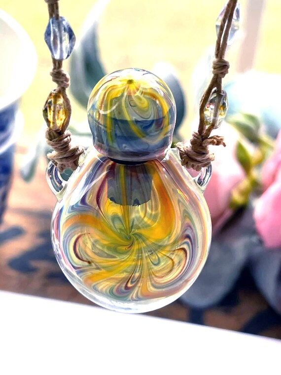 VTG Beautiful Handblown FUME Glass Vessel Pendant Tun… - Gem