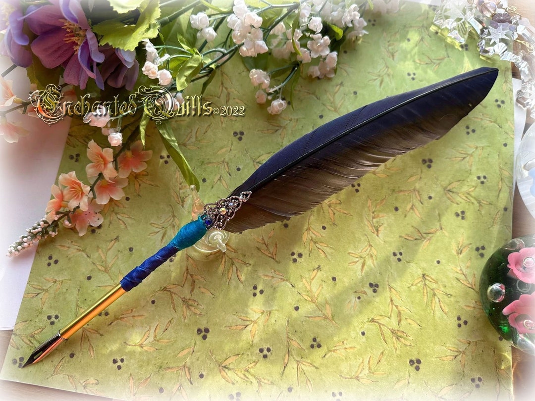 SCARLET MACAW Artisan Crafted Feather Quill Pen Blue Wrap - Etsy