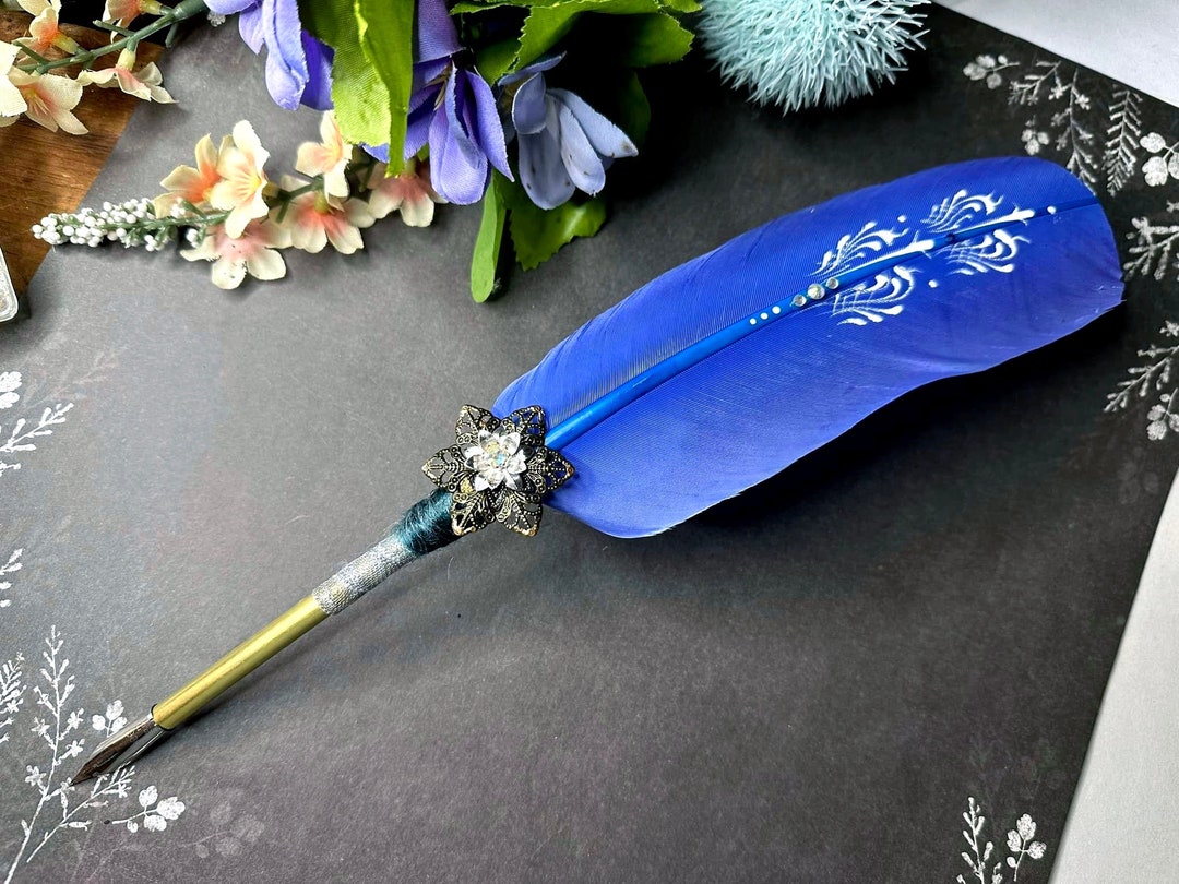 FAERIE FLOWER Artisan Crafted Feather Quill Pen - Royal Blue - Etsy