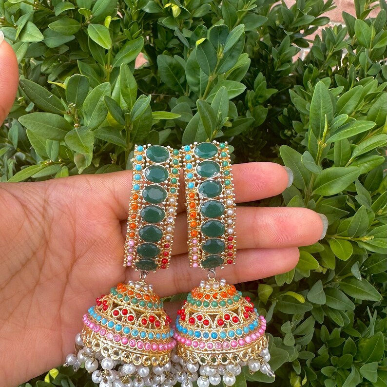 Multicolor Jhumka Earrings - Etsy