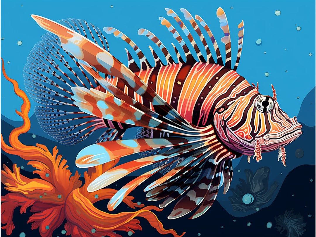 Aquatic Beauty Lionfish PNG - Etsy