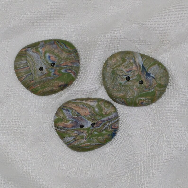 Organic Handmade Buttons, 1 1/2 Inch, Wonky Artisan Buttons, Olive ...