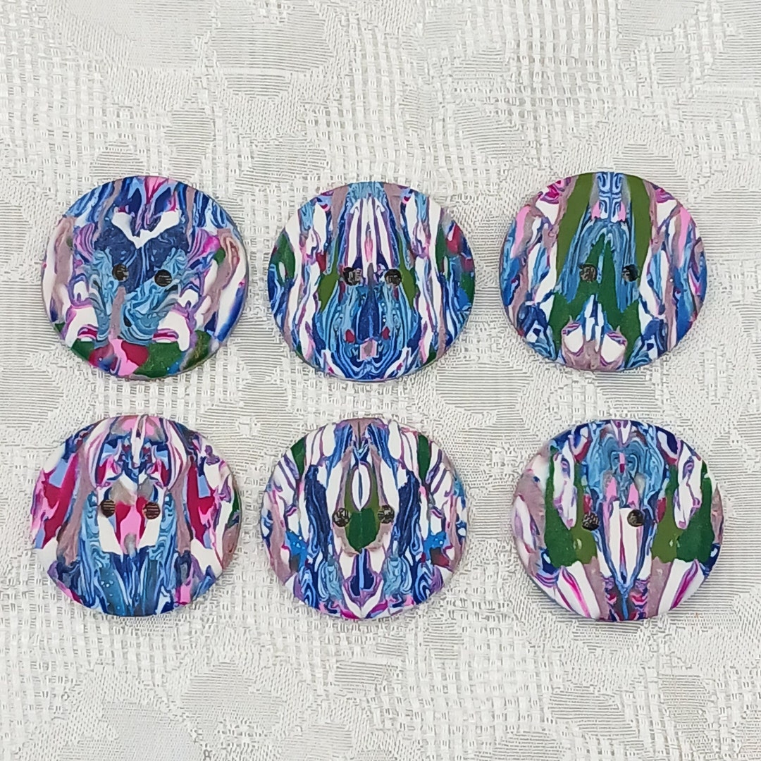 1 Inch Buttons Set of 6, Large Handmade Buttons B150, Round Artisan ...