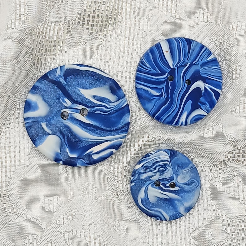 Handmade Marbled Polymer Clay Buttons B134, Navy, Blue, and White - Etsy