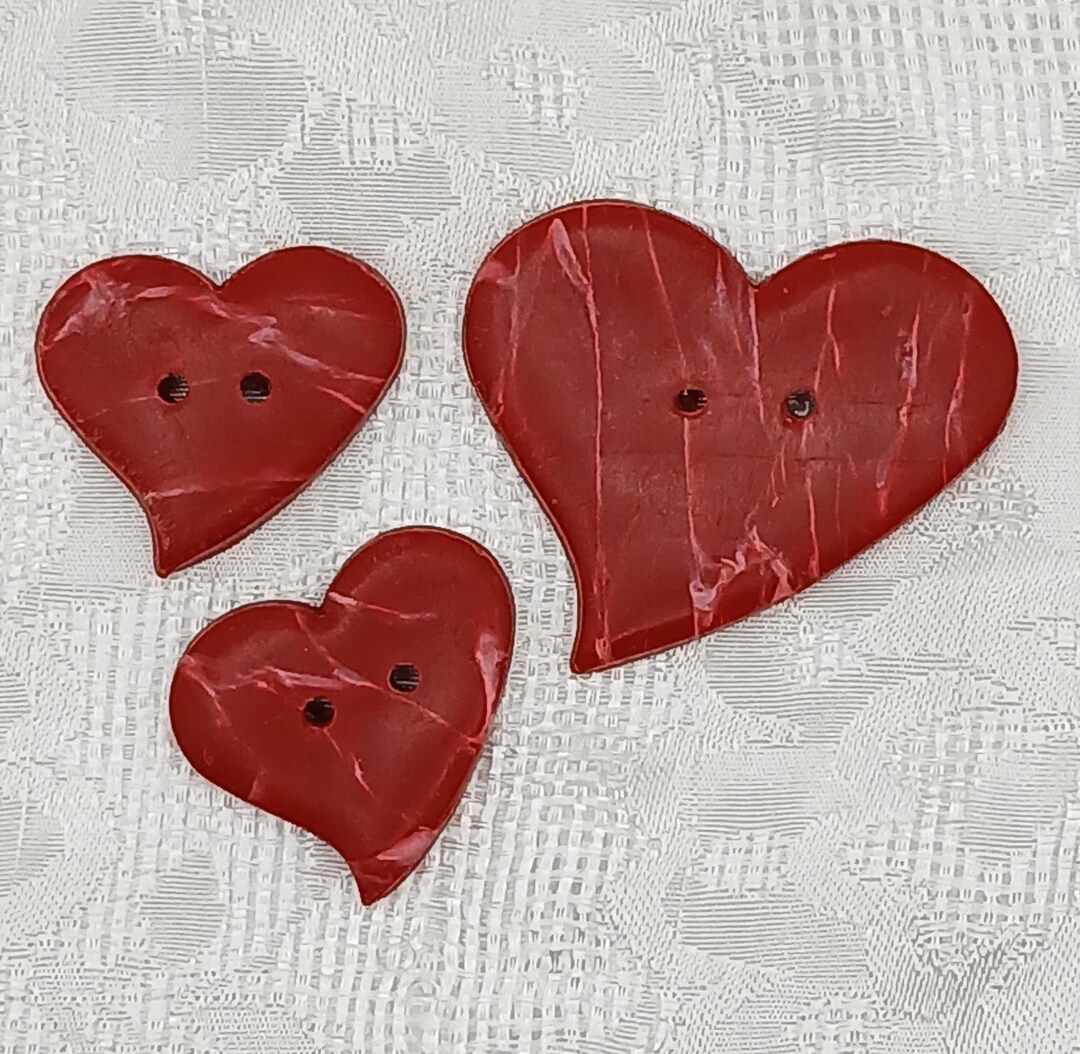 Heart Button, 1 Inch, 1 1/2, 2 Inch Heart Button, Large Handmade ...