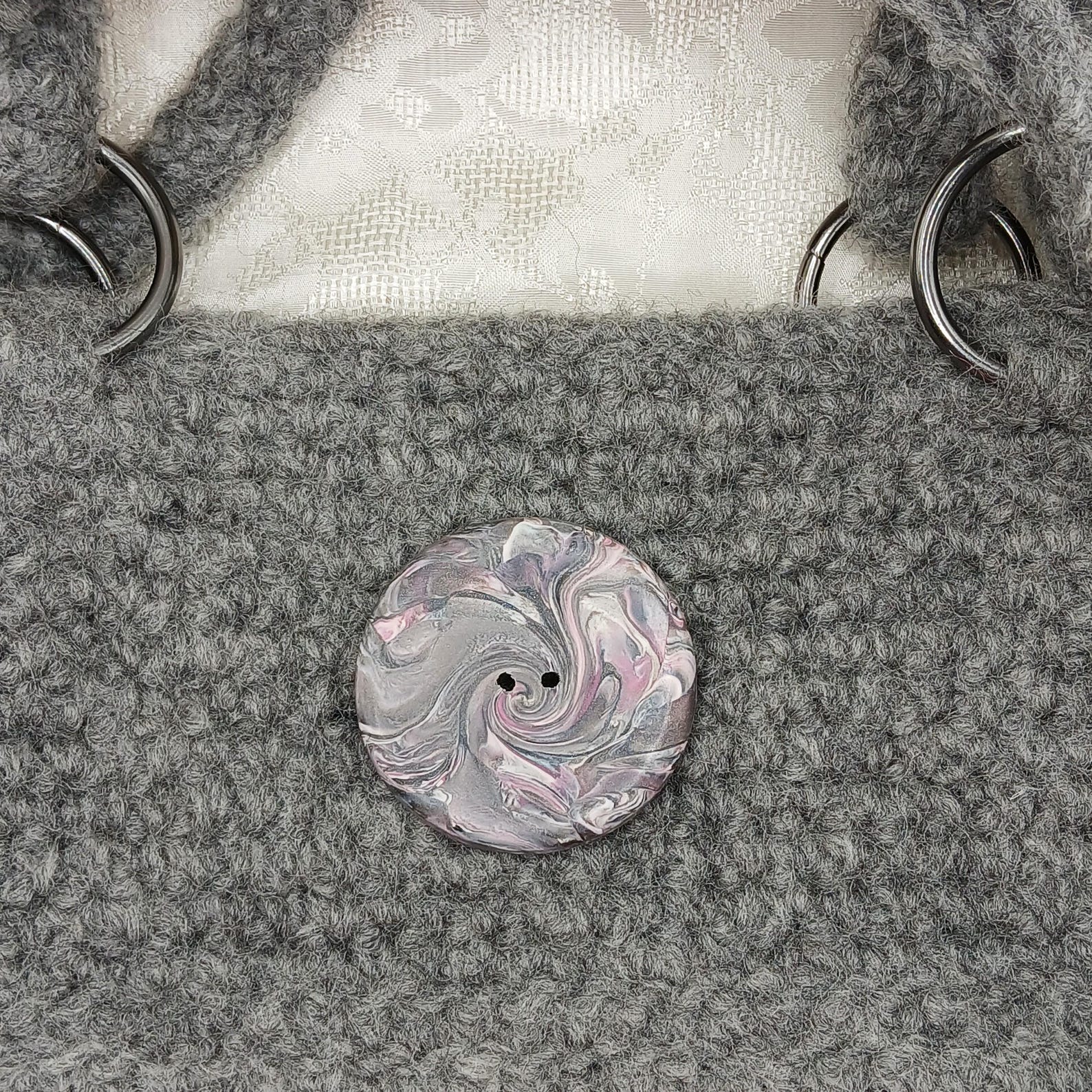 2 Inch Handmade Button, Large Round Artisan Button, Swirl Design B113 ...
