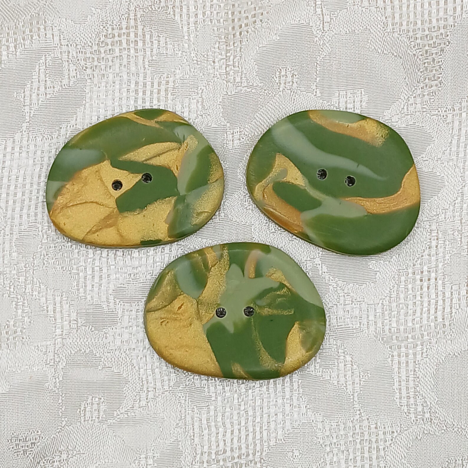 Organic Handmade Buttons, 1 1/2 Inch, Wonky Artisan Buttons, Olive ...