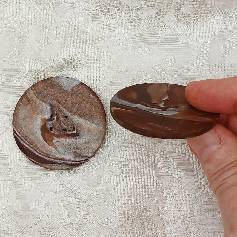2 Inch Handmade Button, Large Round Artisan Button B142, Chocolate ...