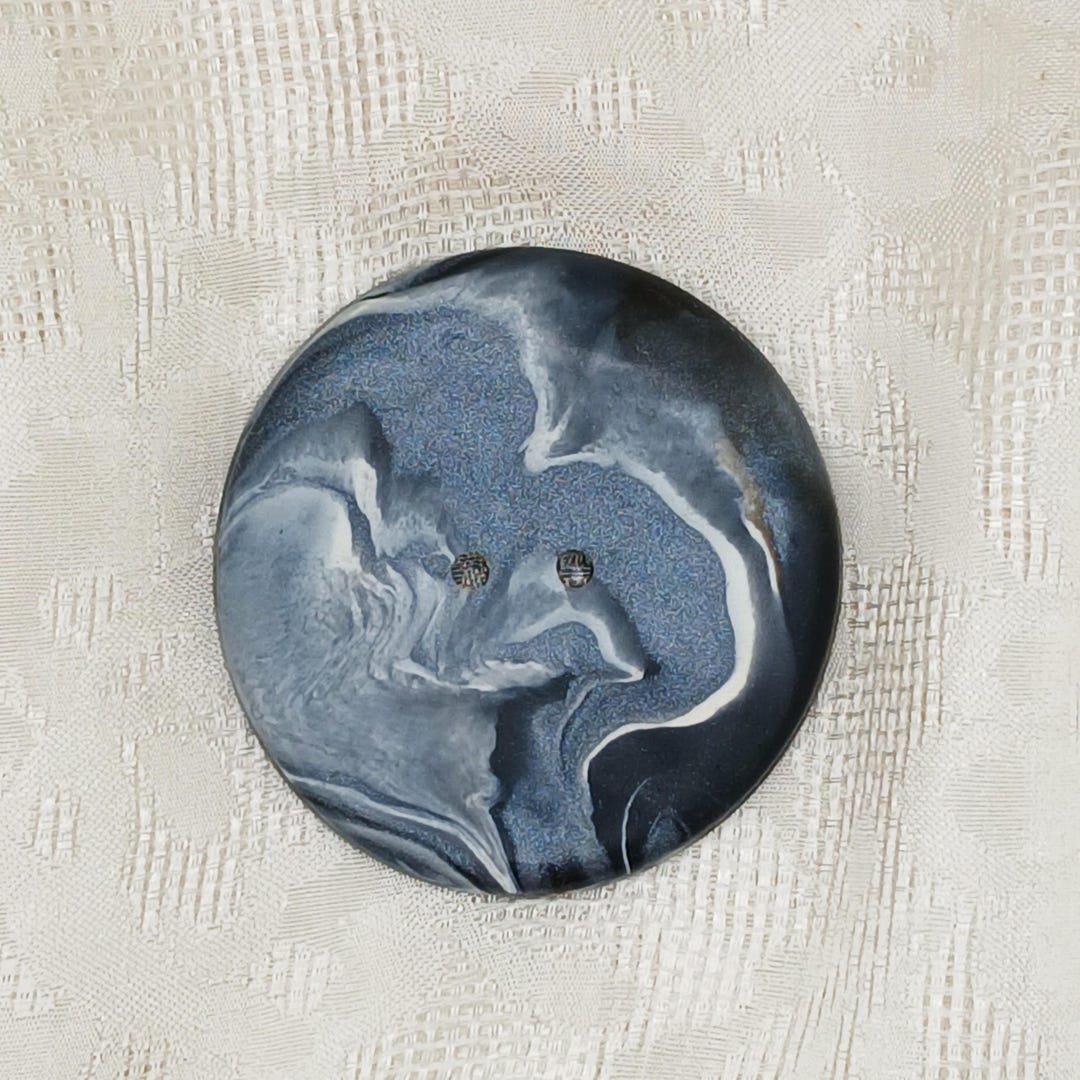 2 Inch Handmade Button, Large Round Artisan Button, Navy Blue B171 ...