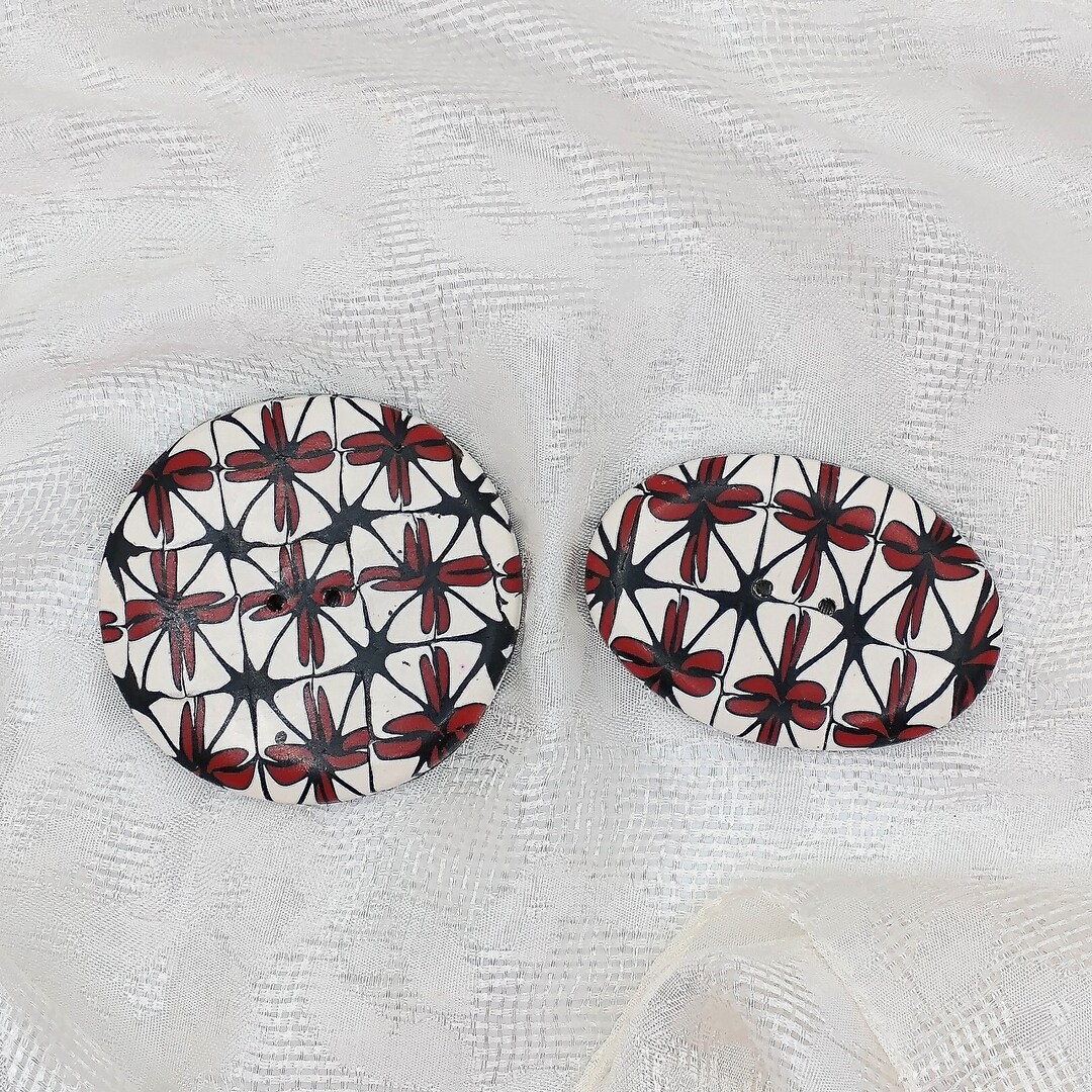 2 Inch Round Button, 2 Inch Oval, Large Handmade Button, Artisan Button ...