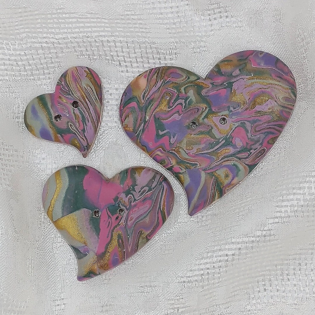 2 Inch Heart Button, 1 1/2 Inch, 1 Inch Heart Button, Large Handmade ...