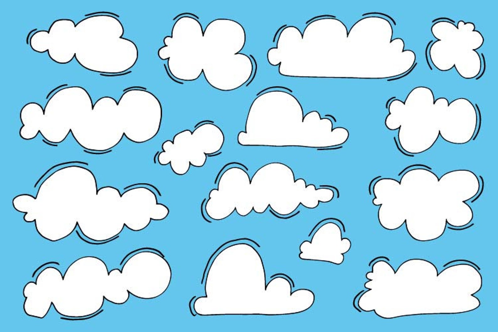 Vector Clouds Set - Hand-drawn Cloud Illustrations - Etsy