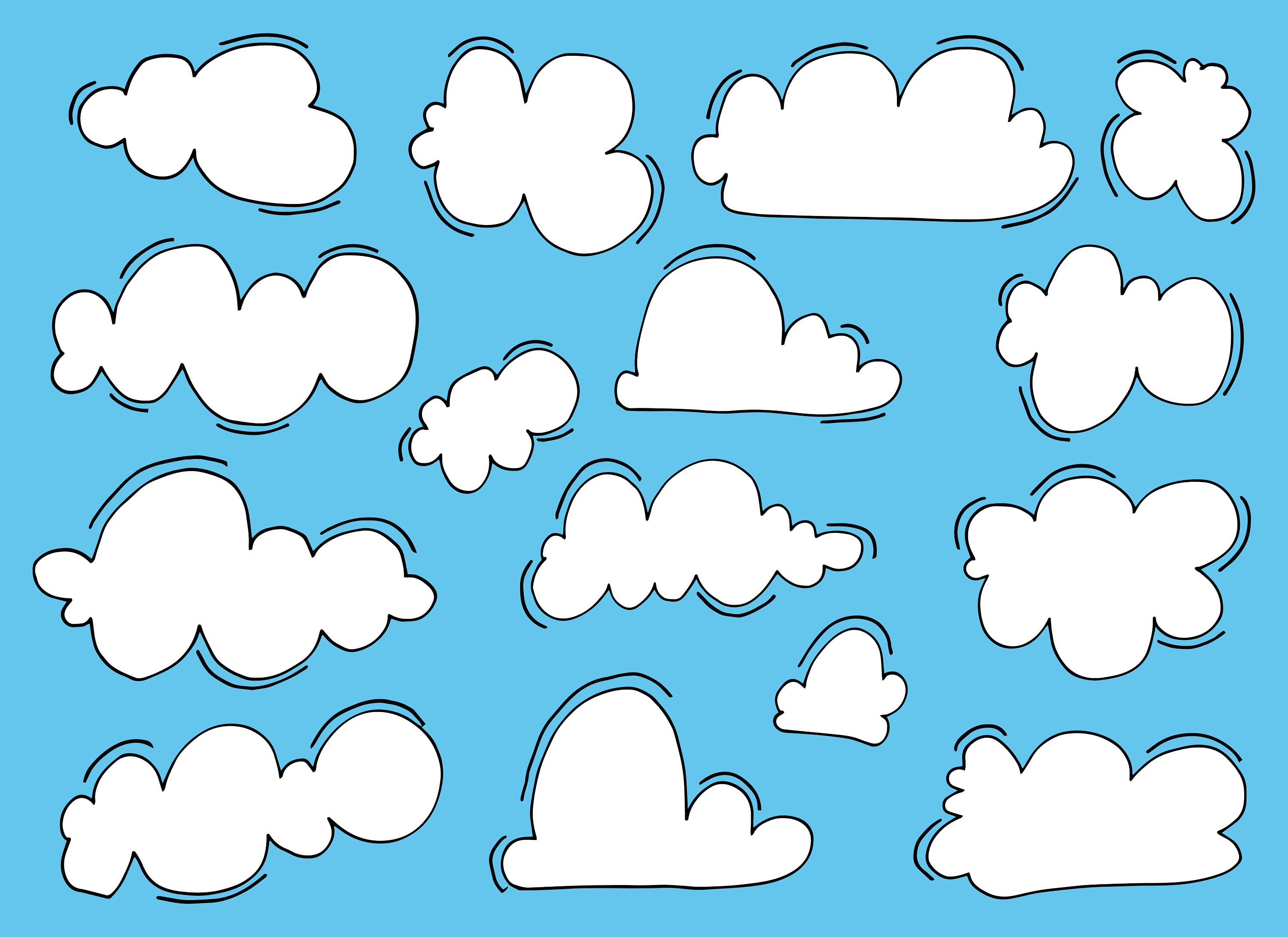 Vector Clouds Set - Hand-drawn Cloud Illustrations - Etsy