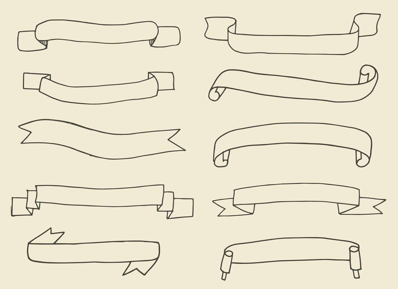 Hand-drawn Ribbon Banner Set - Digital Download - Etsy