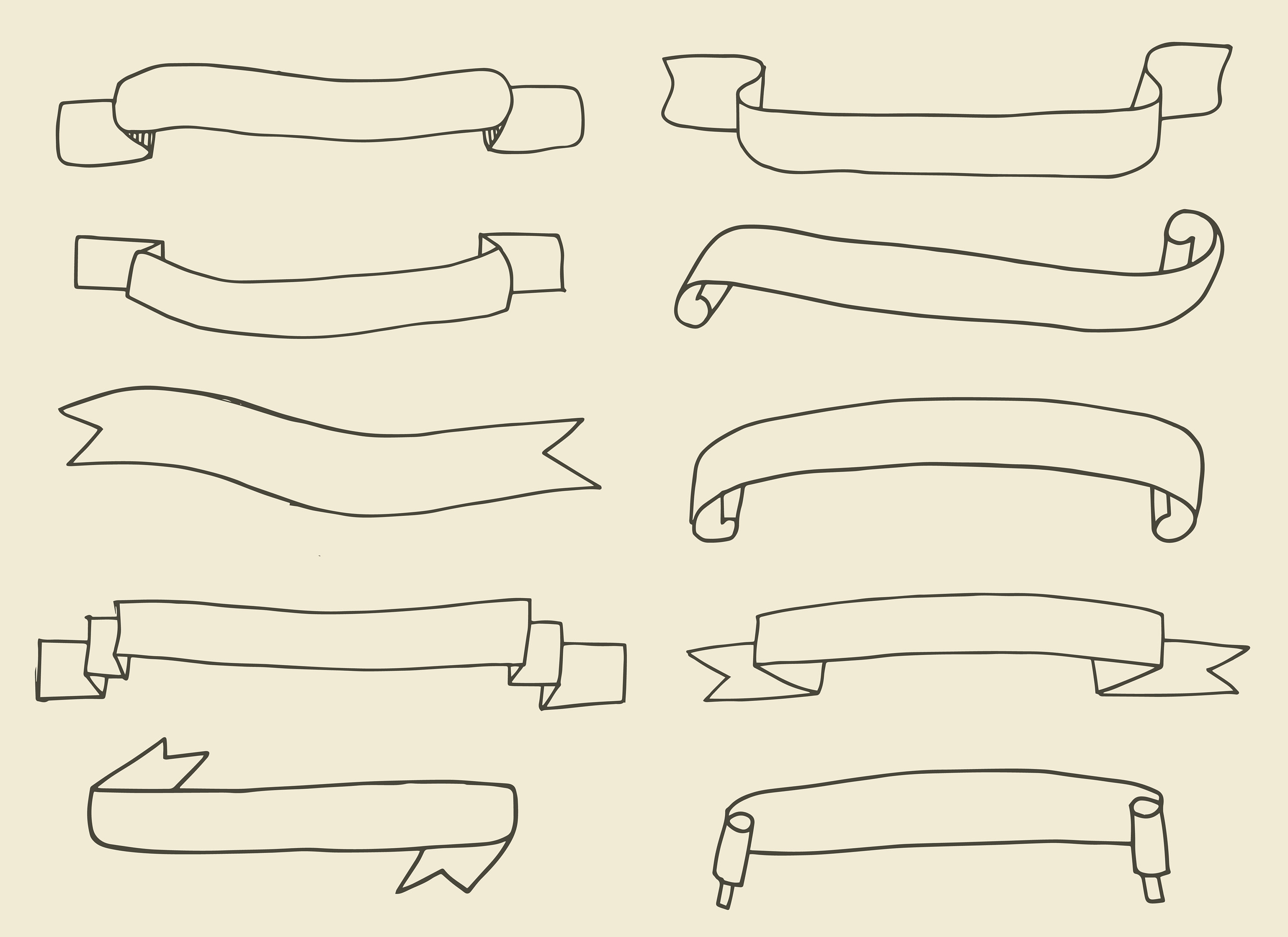 Hand-drawn Ribbon Banner Set - Digital Download - Etsy