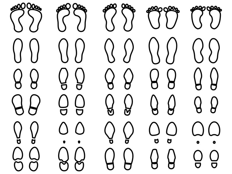 Hand-drawn Footprint Doodle Set - Digital Download - Etsy