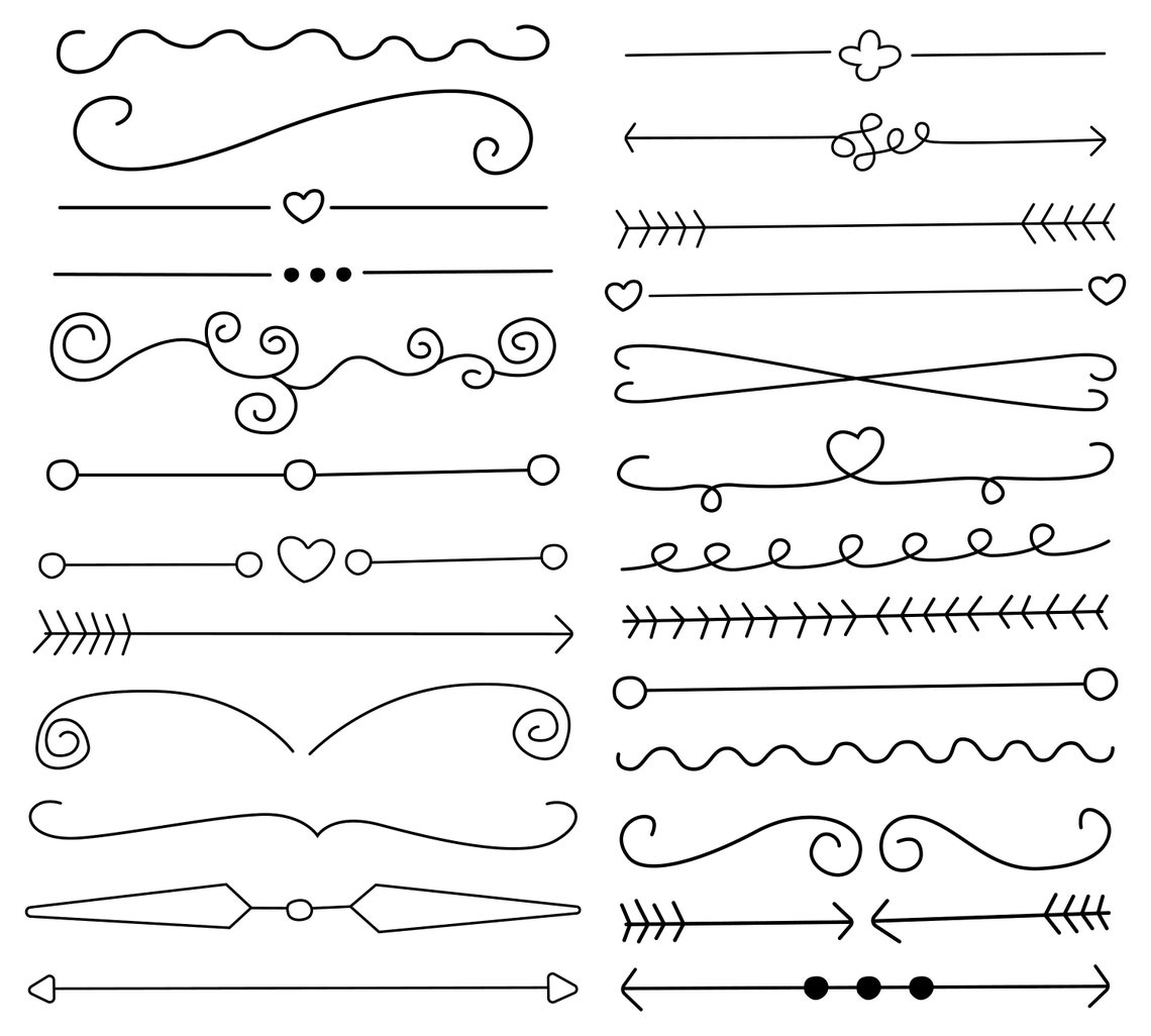 Hand-drawn Ornamental Line Art Set - Digital Download - Etsy