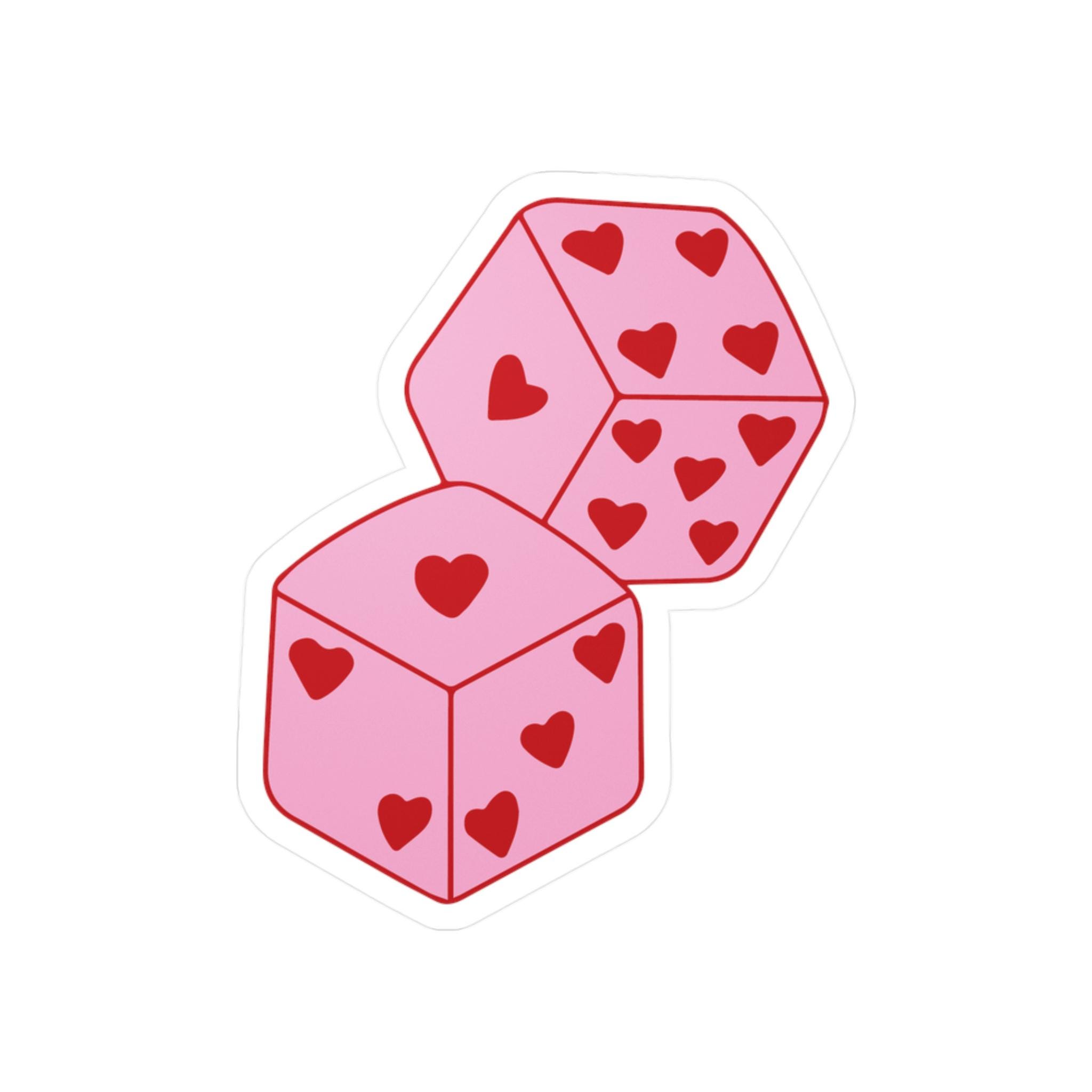 Cute Heart Dice Kiss-cut Vinyl Decals for Gamers, Decor, Valentine's ...
