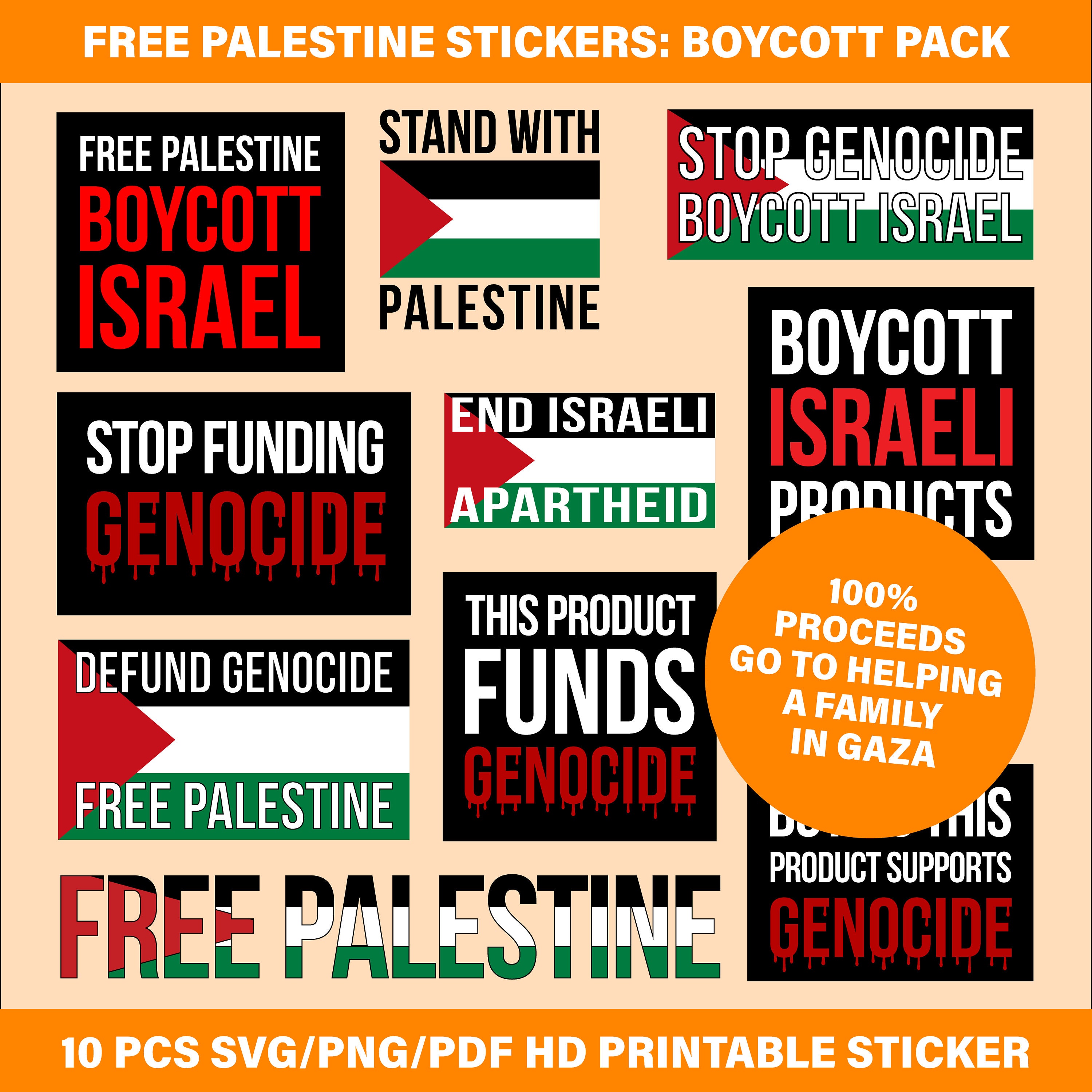 Printable Palestine Boycott Instant Download PNG SVG HD Sticker Digital ...
