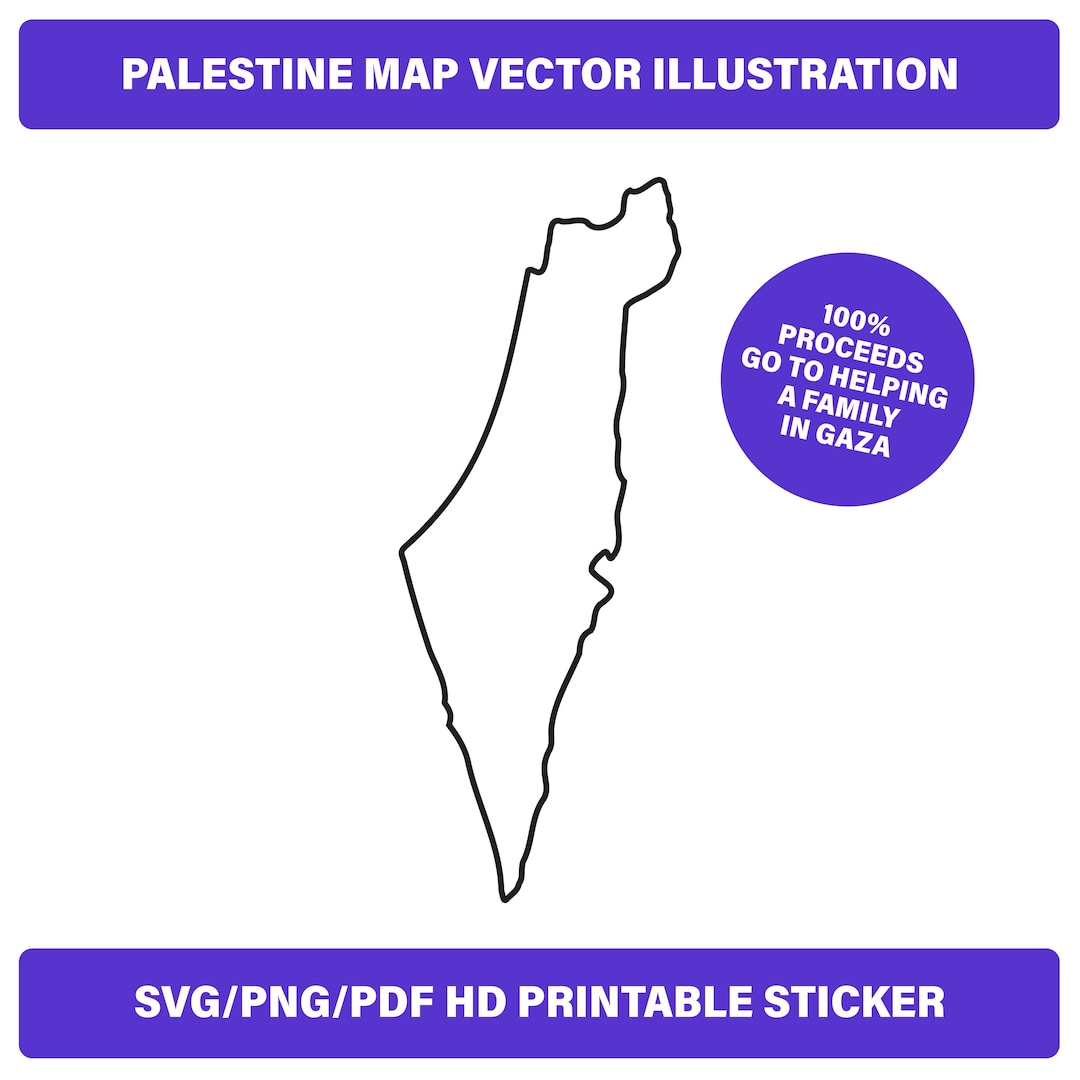 Palestine Map Instant Download PNG SVG HD Sticker Digital Product - Etsy
