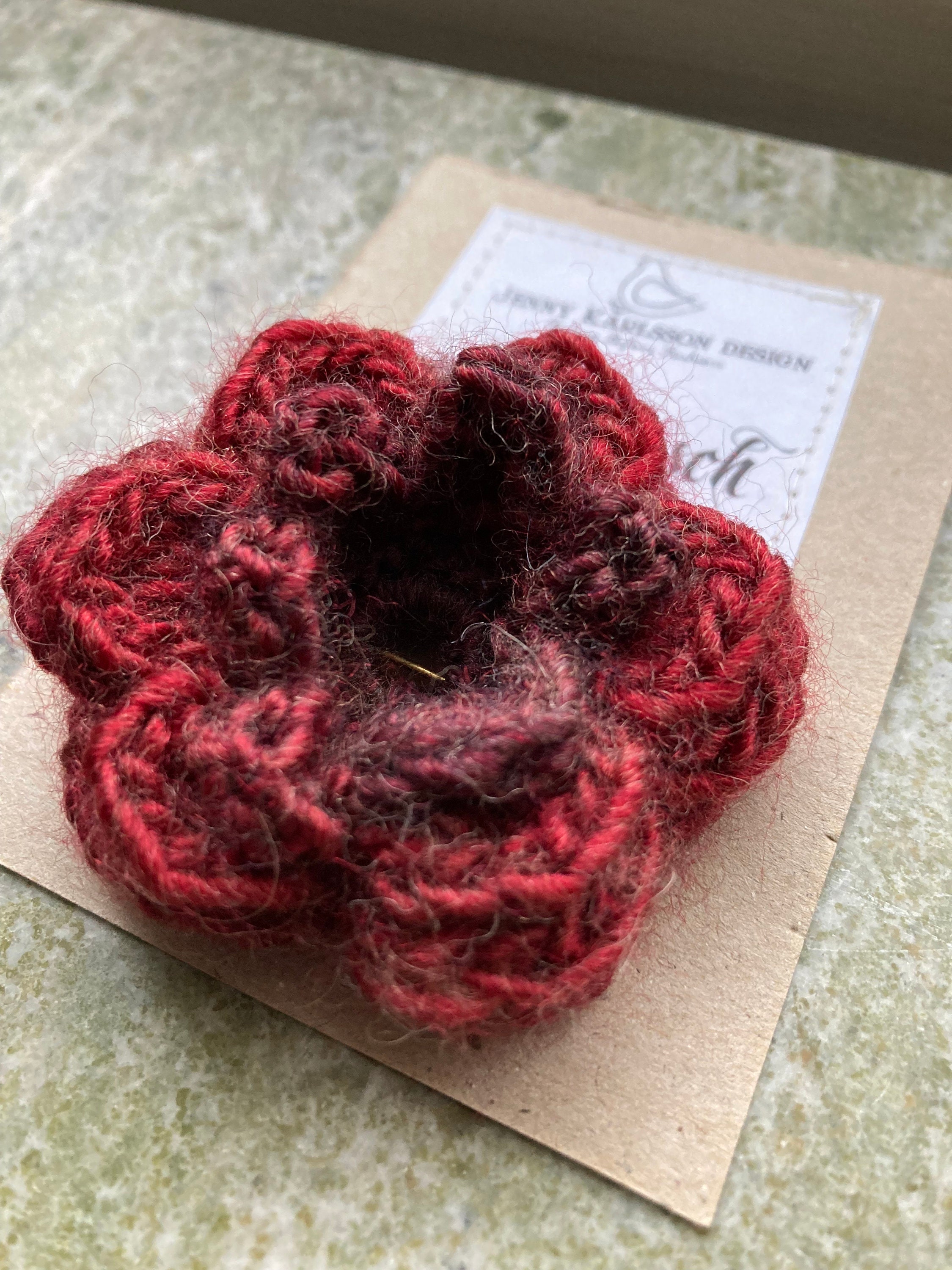 Flower Brooches - Red - Many Colours - Crochet - Wool - Lovely Flowery ...