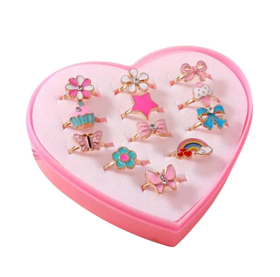 12pcs Girl Adjustable Ring Set 1, Little Girl Play Ring, Dress-up Ring ...