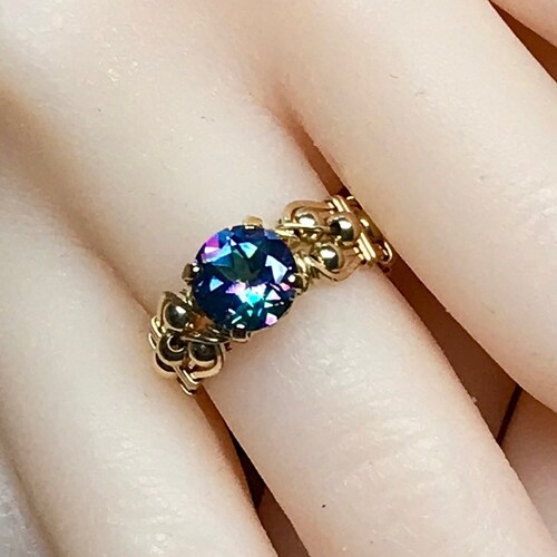 Mystic Topaz Peacock Blue Handmade Ring Genuine Mystic | Etsy