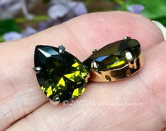 Peridot Dark Olive CZ 14x10mm Pear Faceted Gemstone Your - Etsy