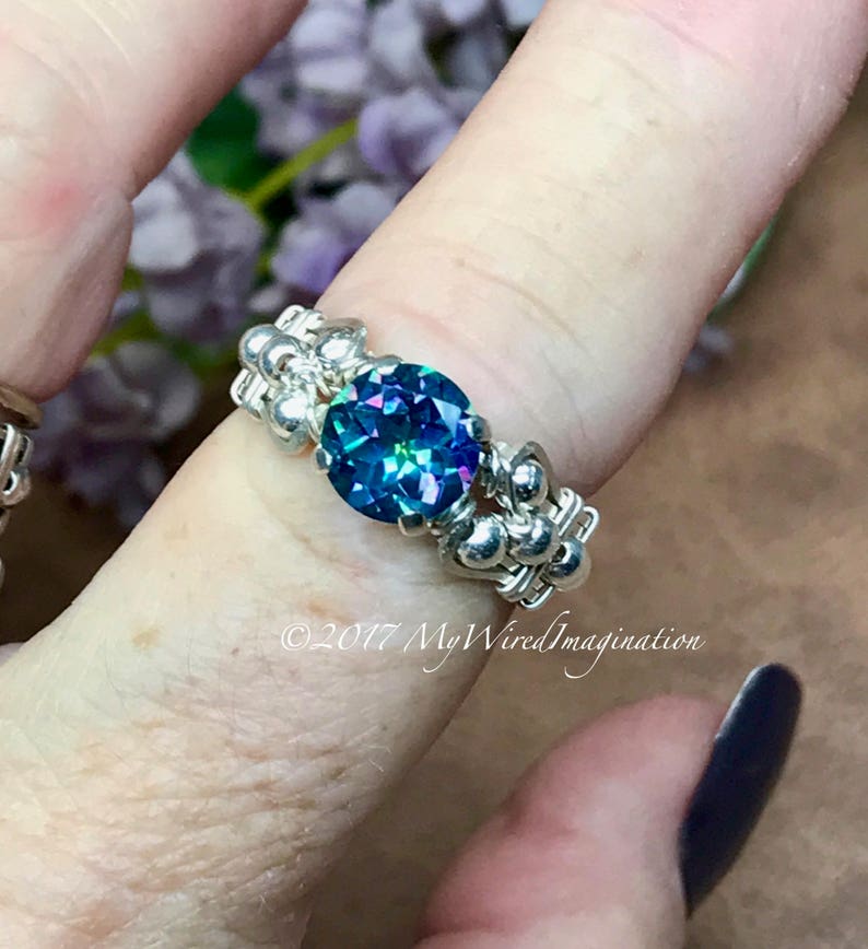 Mystic Topaz Peacock Blue Handmade Ring Genuine Mystic | Etsy