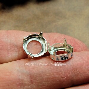 SOLID Sterling Silver Setting 925 Setting for 12mm or 14mm Round 1122 ...