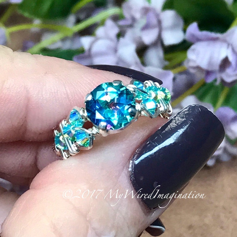Mystic Topaz Peacock Blue Handmade Ring Genuine Mystic | Etsy