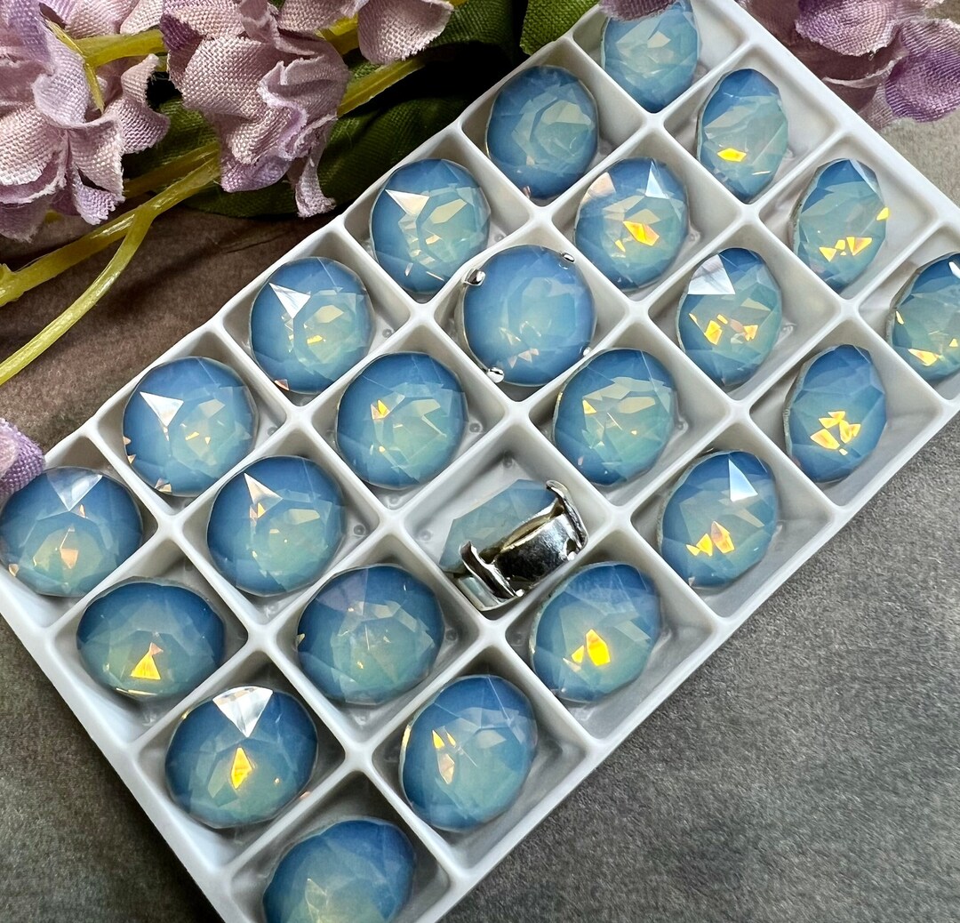 White Opal Starshine 1 Piece Swarovski Crystal 10mm Chaton, With Sew on ...