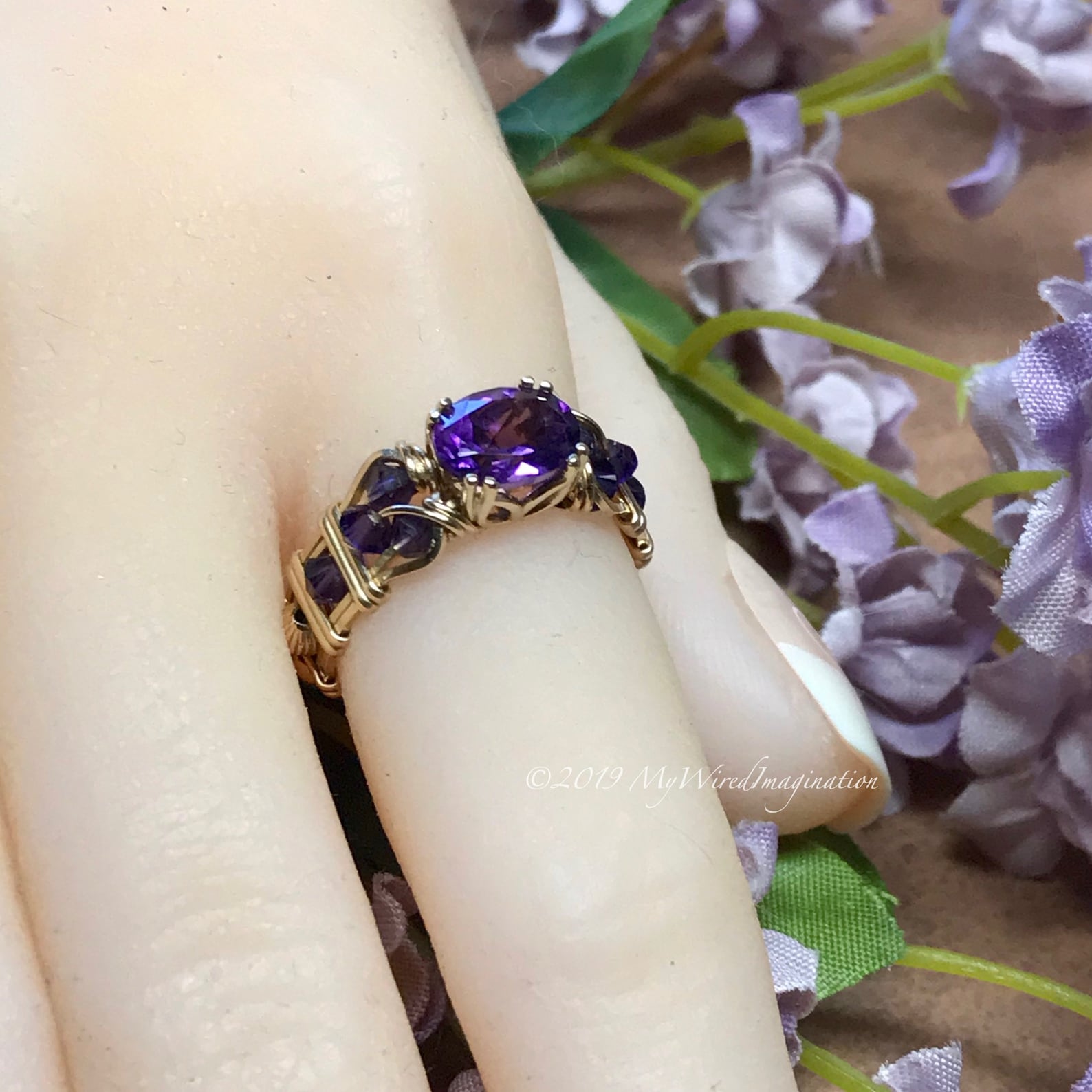 Royal Amethyst AAA Handmade Ring, Dark-purple, in 14K Gold/gf, SS ...