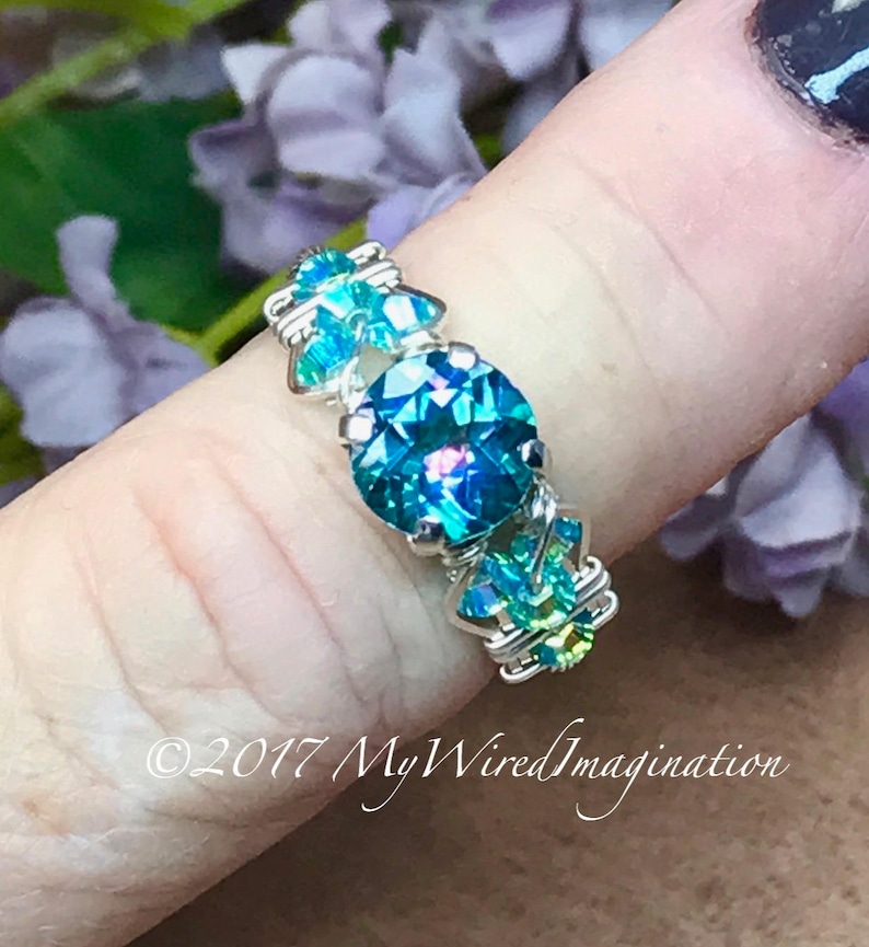 Mystic Topaz Peacock Blue Handmade Ring Genuine Mystic | Etsy
