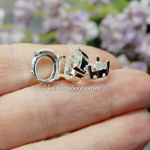 3pcs Silver or Gold Plated Settings 12x10mm Oval, Article 4100, Crystal ...