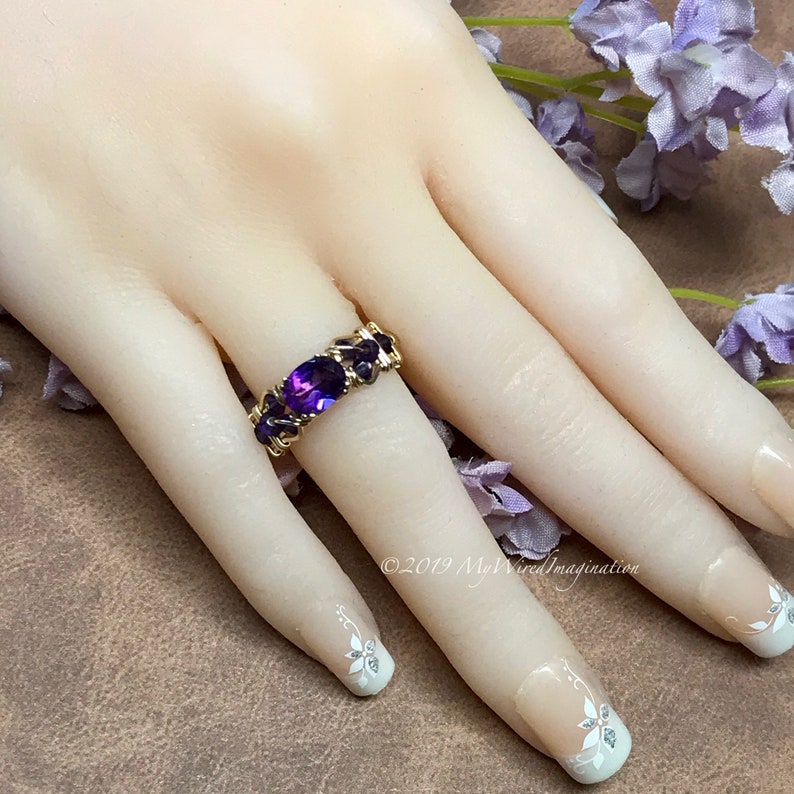 Royal Amethyst AAA Handmade Ring, Dark-purple, in 14K Gold/gf, SS ...