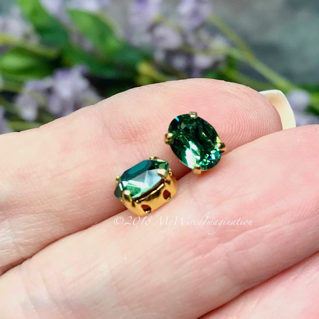 Buy 2 Pcs Swarovski Erinite 8x6mm Oval, Silver or Gold Plated Prong ...