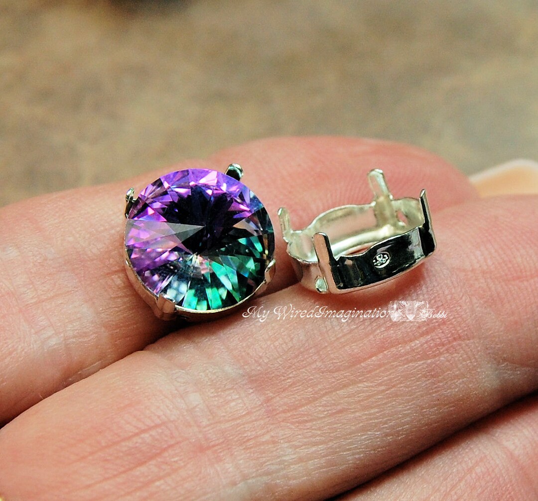 SOLID Sterling Silver Setting 925 Setting for 12mm or 14mm Round 1122 ...