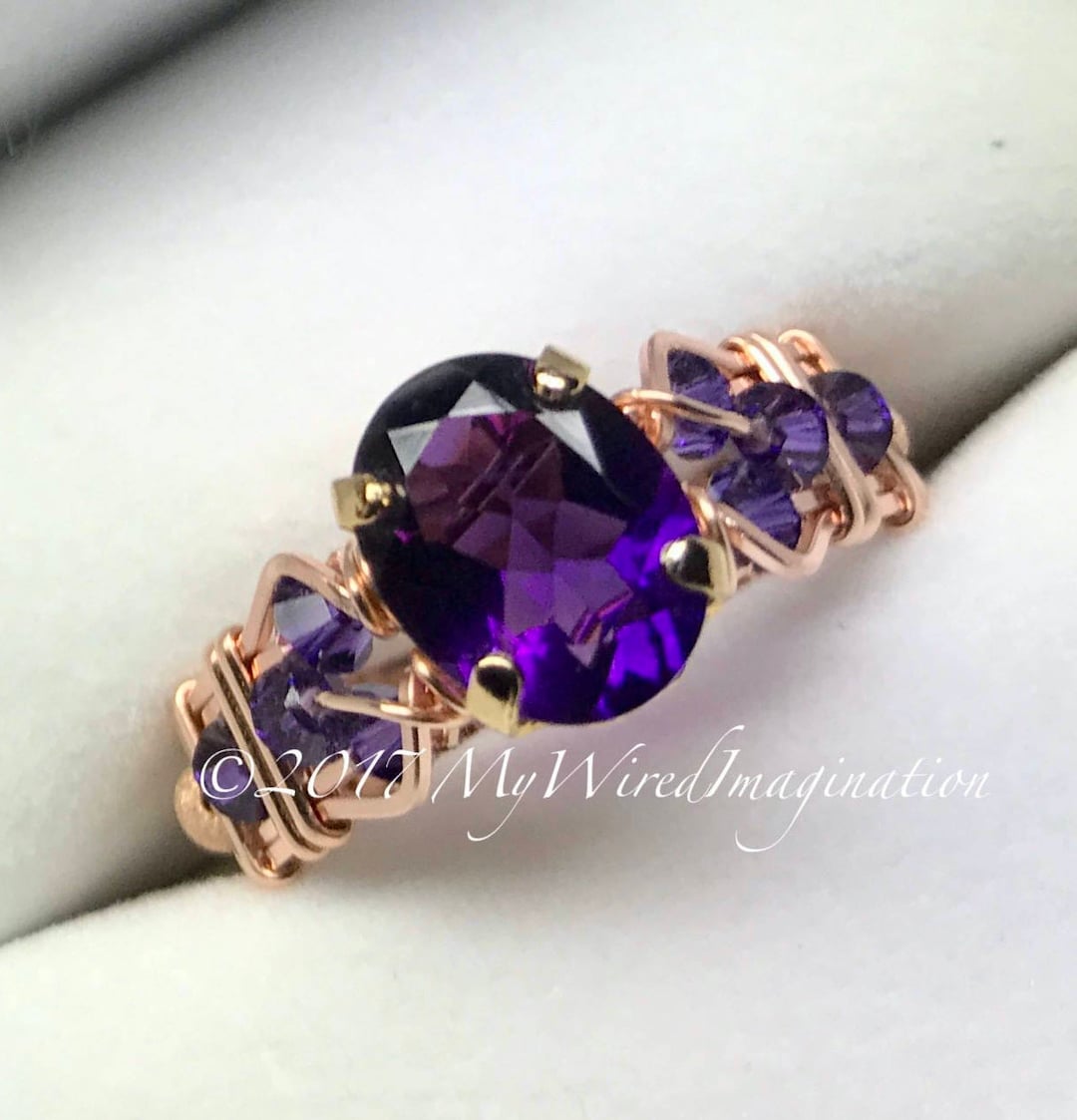 AAA Royal Amethyst Handmade Ring, Dark Ultra-violet Purple, Unique ...